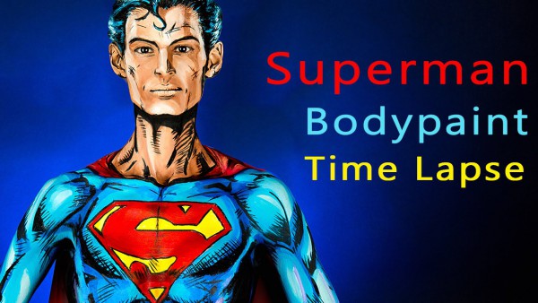 Superman Bodypaint Time Lapse - Video auf bildschirmarbeiter.com